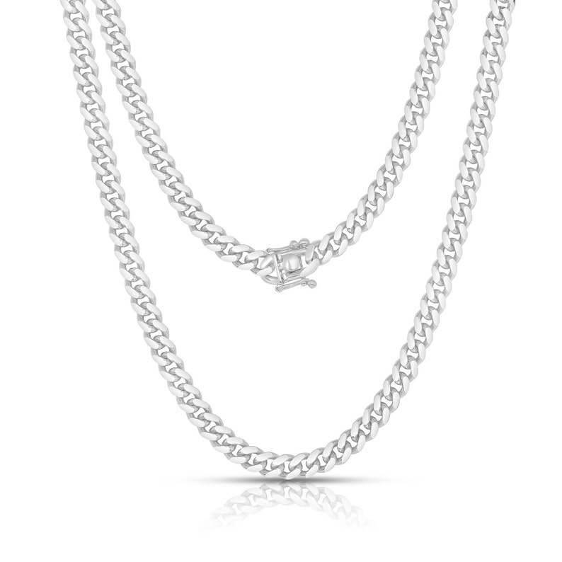 6MM Miami Cuban Chain Box Clasp Chain Rhodium Plated Silver - Etsy