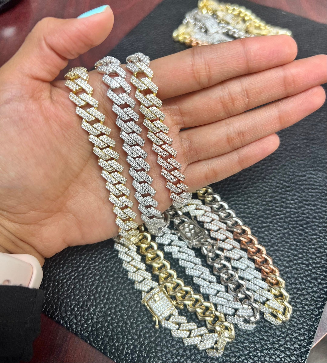 10MM Monaco Cuban Chain in 925 Sterling Silver Necklace 16 18 20 22 24 ...