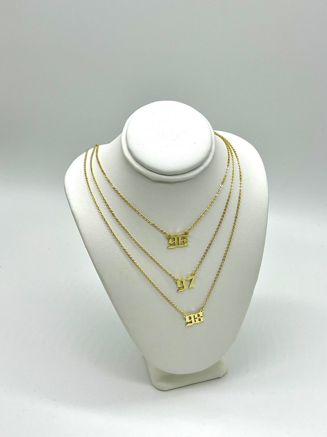 Sterling Silver 90's Year Necklace | 90, 91, 92, 93, 94, 95, 96, 97, 98 ...