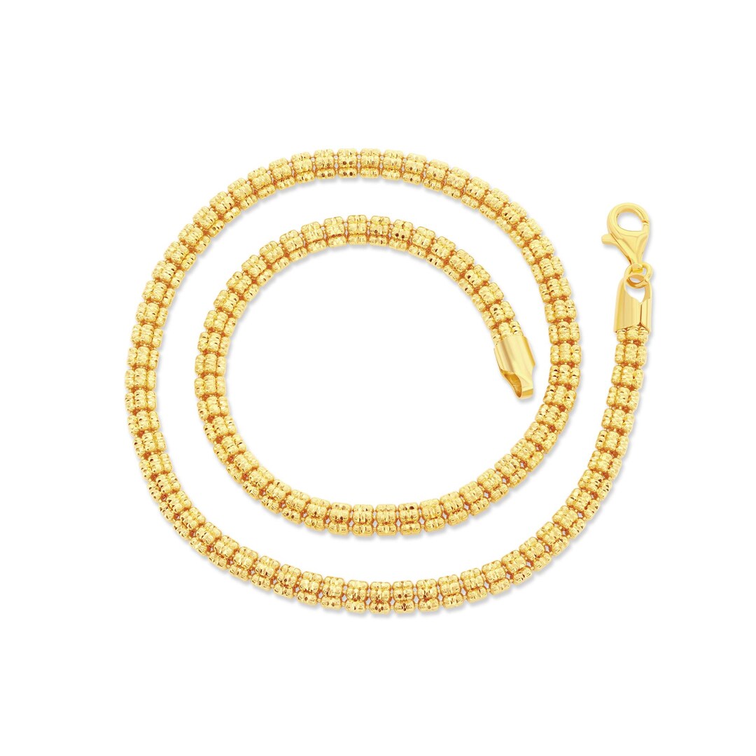 5mm Diamond-cut Ice Link Chain 14K Yellow Gold-plated Silver 925 Italy ...