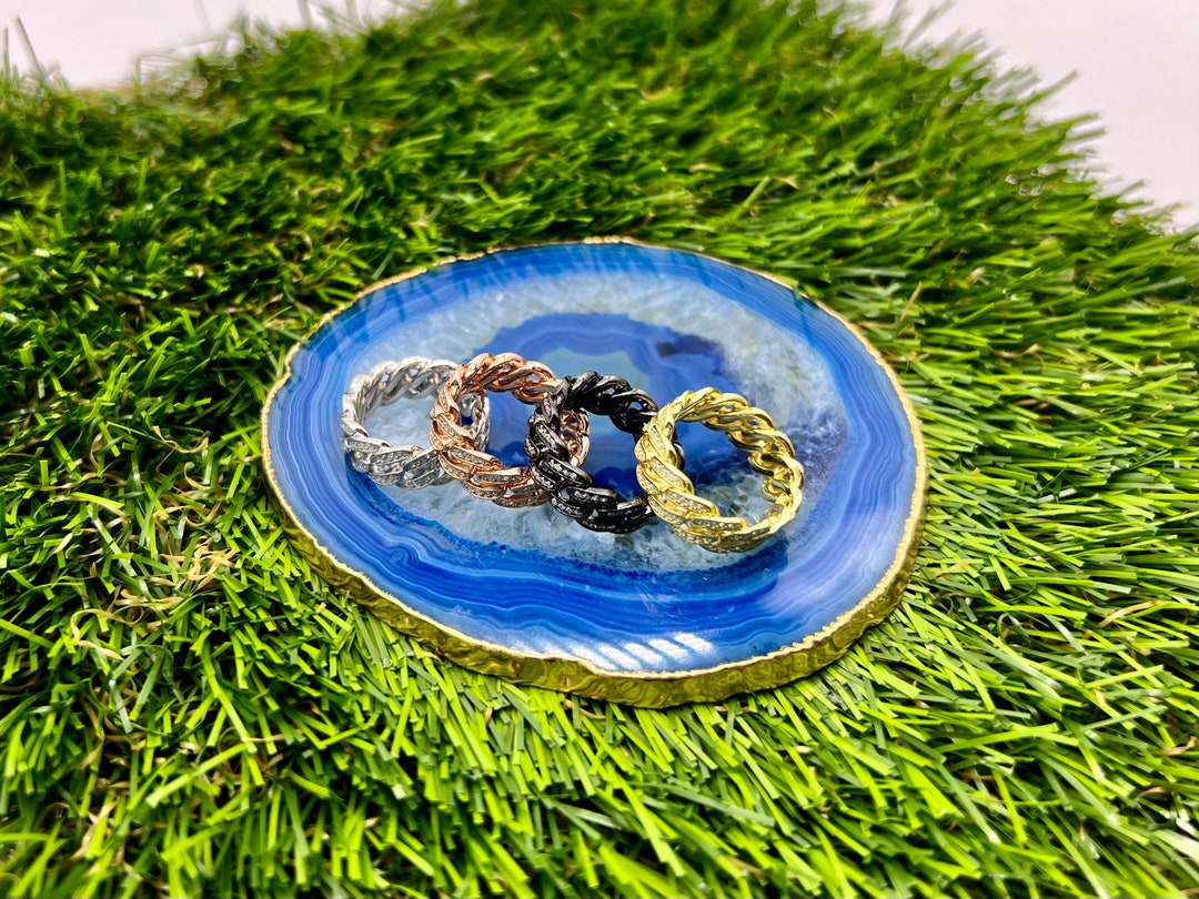 Cuban Link Chain Ring 925 Sterling Silver Ring, Dainty Chain Ring ...