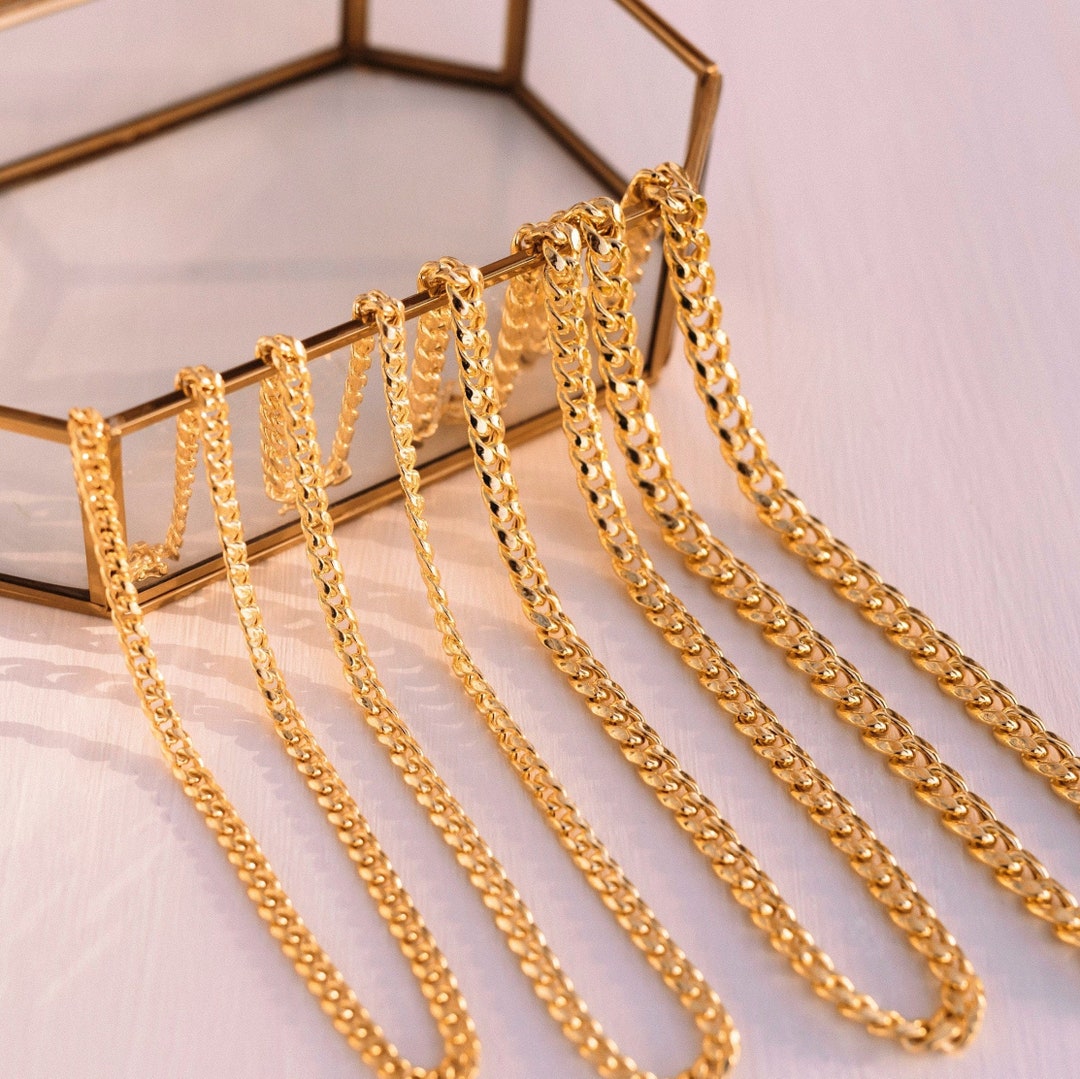 6MM Miami Cuban Chain Box Clasp Chain Solid Yellow Gold Clad Silver 925 ...