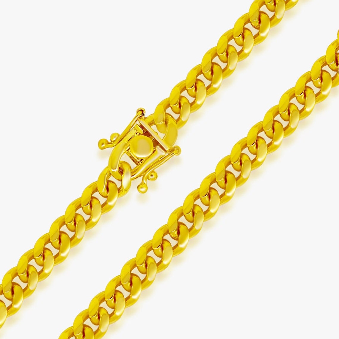 6MM Miami Cuban Chain Box Clasp Chain Solid Yellow Gold Clad - Etsy