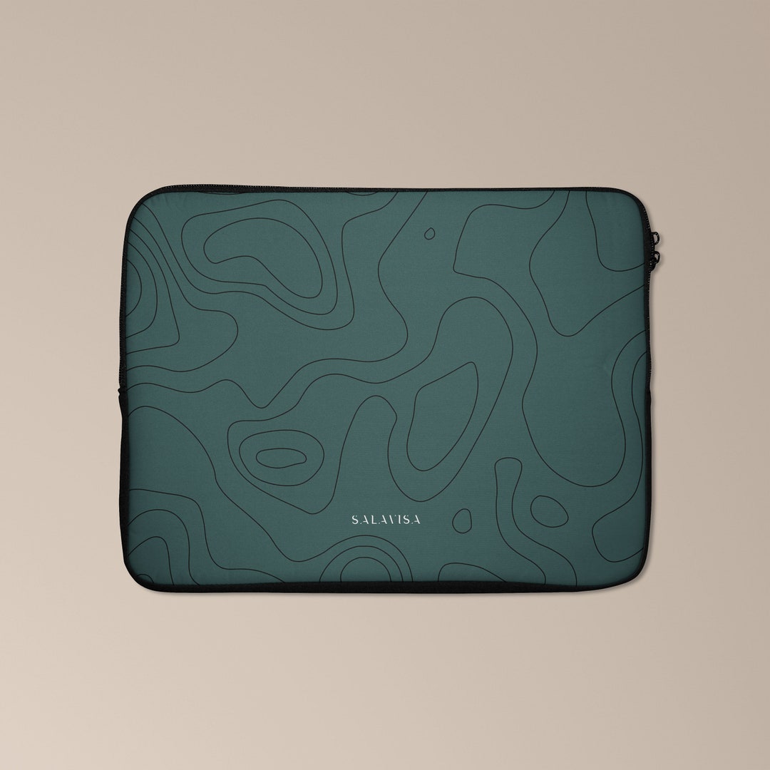 Forest Green Topographic Laptop Sleeve | Personalized 13 Inch, 14 Inch ...