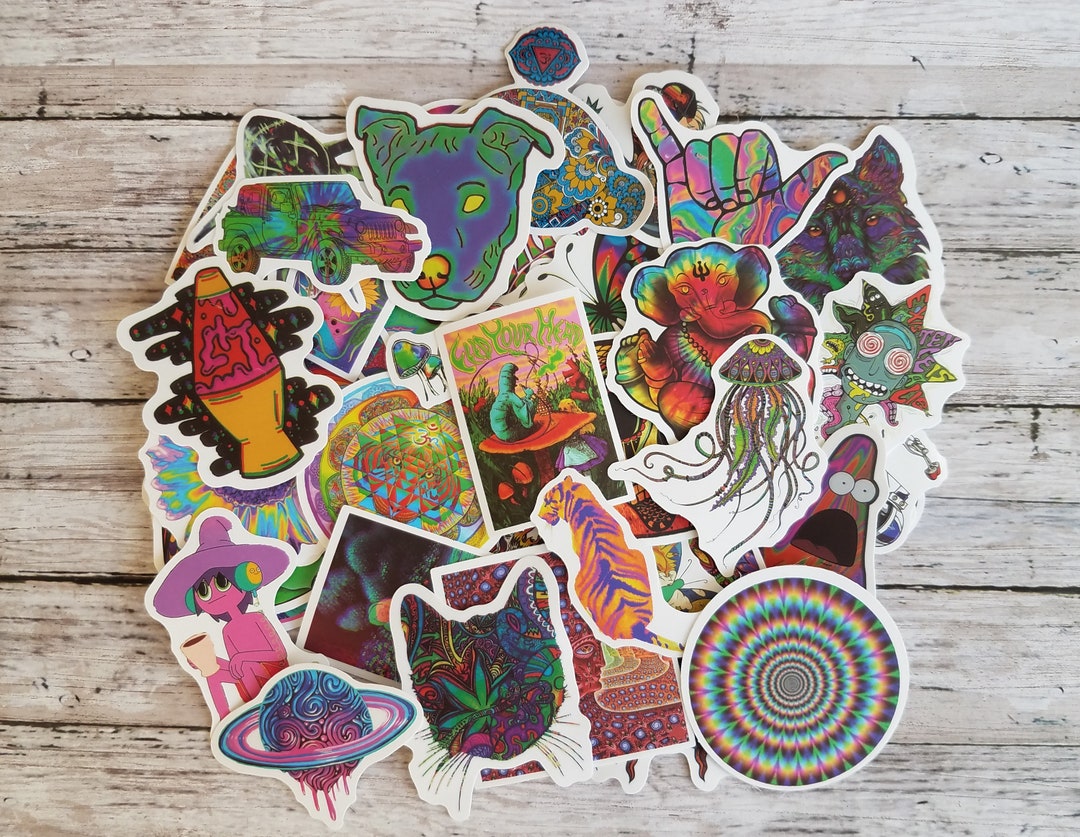 Psychedelic Stickers//trippy Stickers//3, 10, 20, 30 Pcs//neon//decals ...