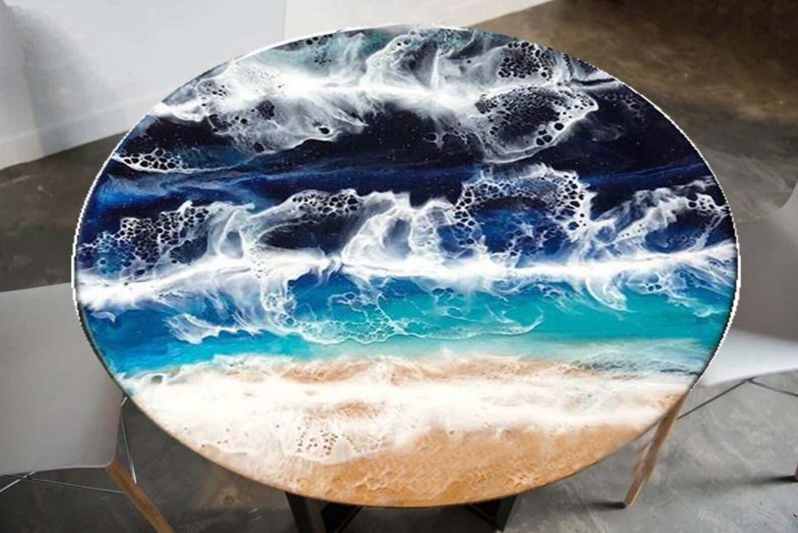 Ocean Wave Round Epoxy Coffee Table Tops Handmade Furniture - Etsy
