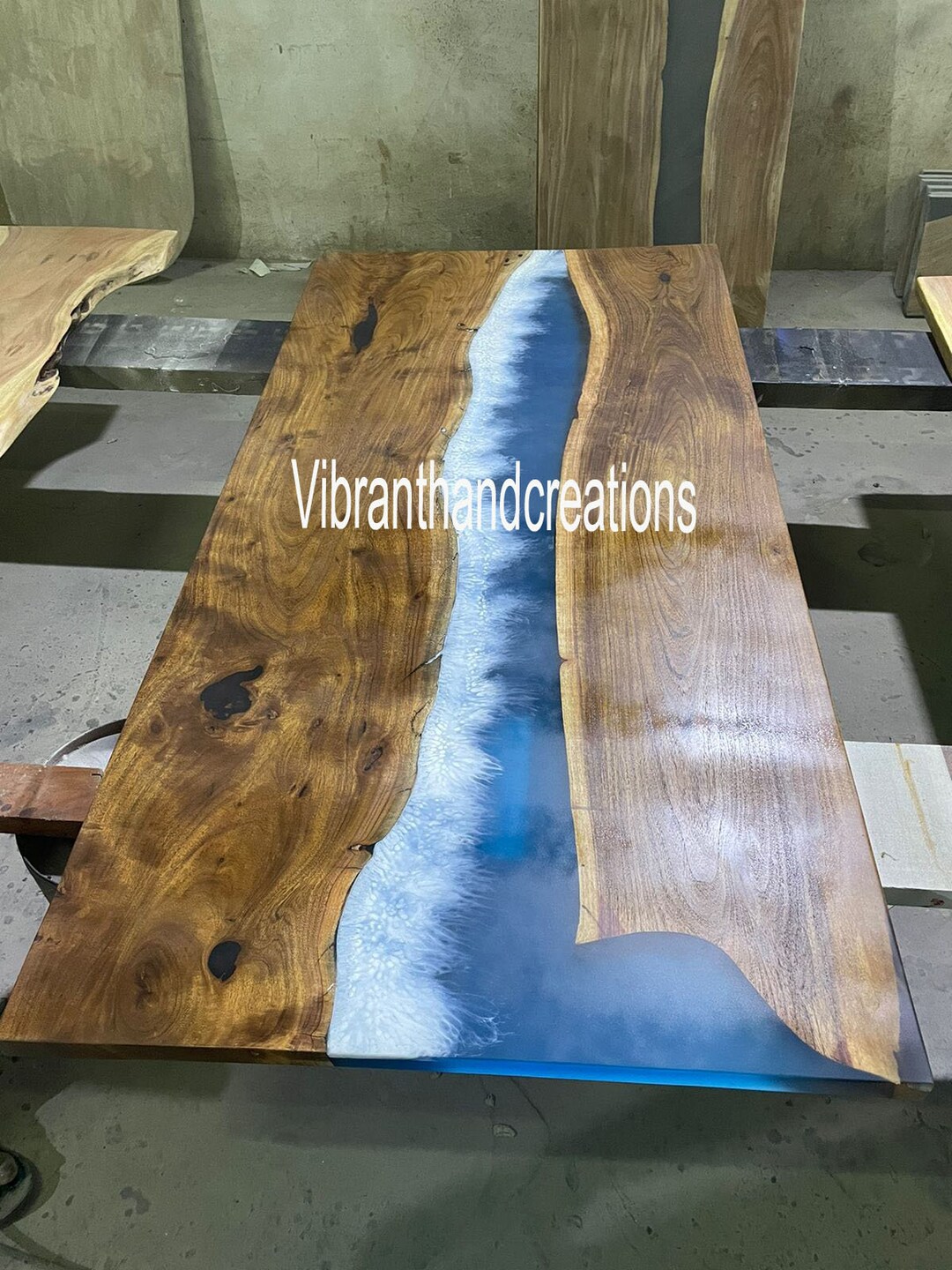 Blue Epoxy River Table Custom Dining and Kitchen Table Resin - Etsy