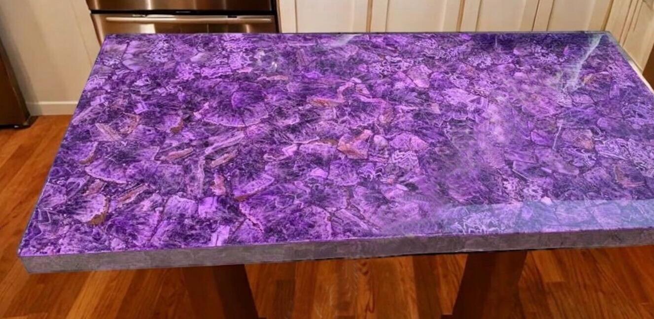 Natural Amethyst Stone Dining Table Top Rectangle Stone Lawn Patio ...