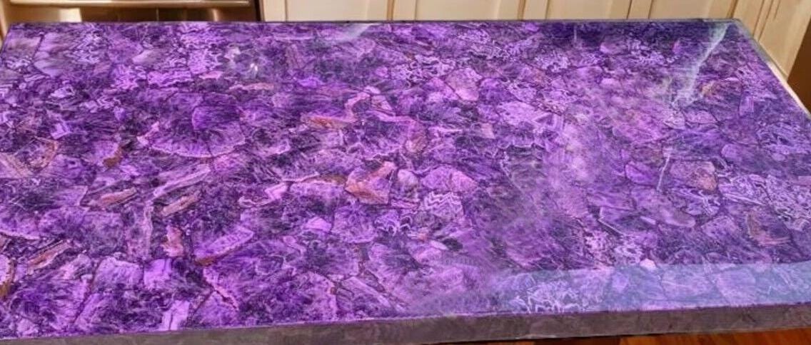 Natural Amethyst Stone Dining Table Top Rectangle Stone Lawn Patio ...
