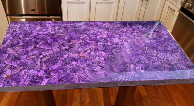 Natural Amethyst Stone Dining Table Top Rectangle Stone Lawn Patio ...