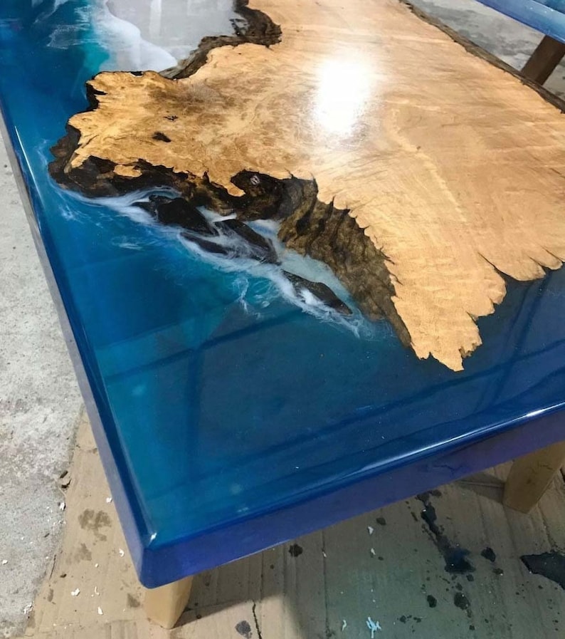 Elegant Clear Blue Epoxy Table Resin River Dining Table - Etsy