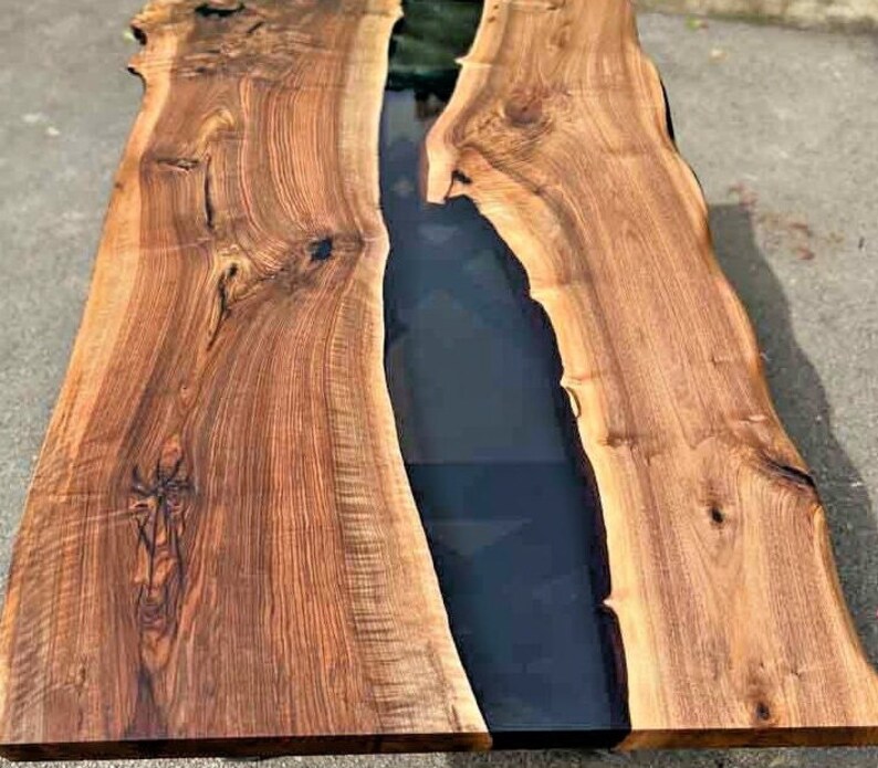 Live Edge Acacia Wood Dining Table Handcrafted With Black - Etsy