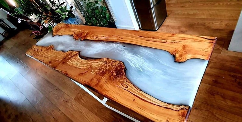 White Epoxy Table Resin Table Top Live Edge Table Epoxy - Etsy