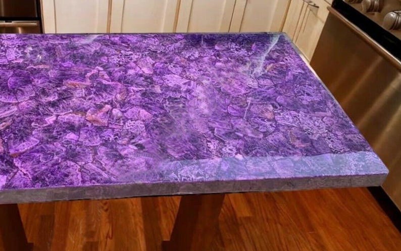 Natural Amethyst Stone Dining Table Top Rectangle Stone Lawn Patio ...