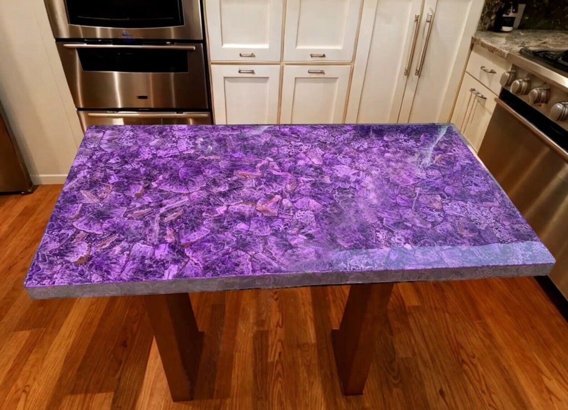 Natural Amethyst Stone Dining Table Top Rectangle Stone Lawn Patio ...