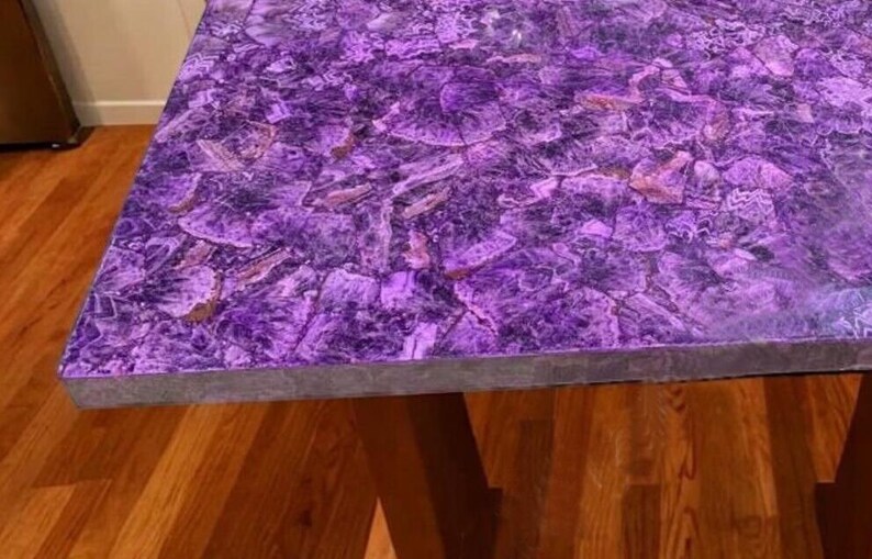 Natural Amethyst Stone Dining Table Top Rectangle Stone Lawn Patio ...