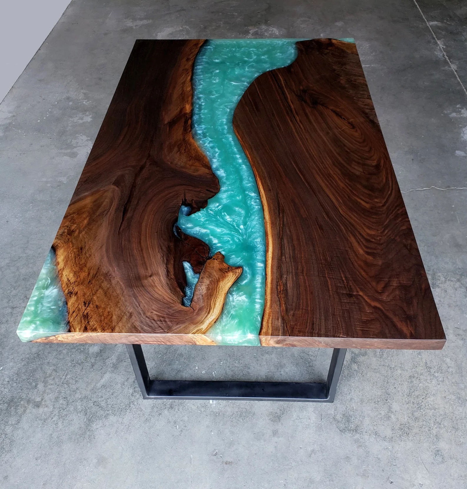 Epoxy Resin Sofa Center Table Blue Resin Dining Table River - Etsy