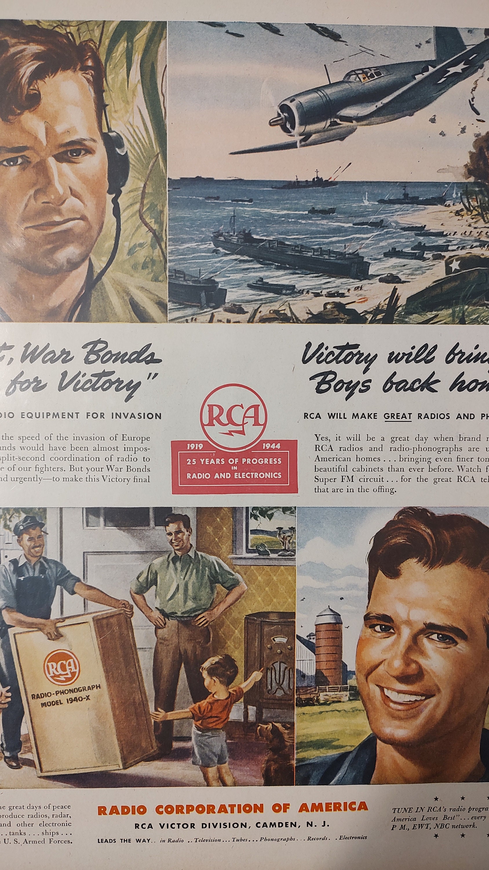 Vintage 1944 RCA WWII Magazine Ad, Vought Corsair Airplane - Etsy