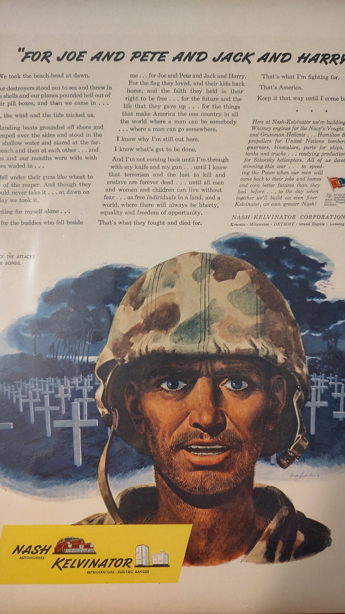 Vintage WWII Nash Kelvinator Aircraft Engine Advertisement Poster Life ...