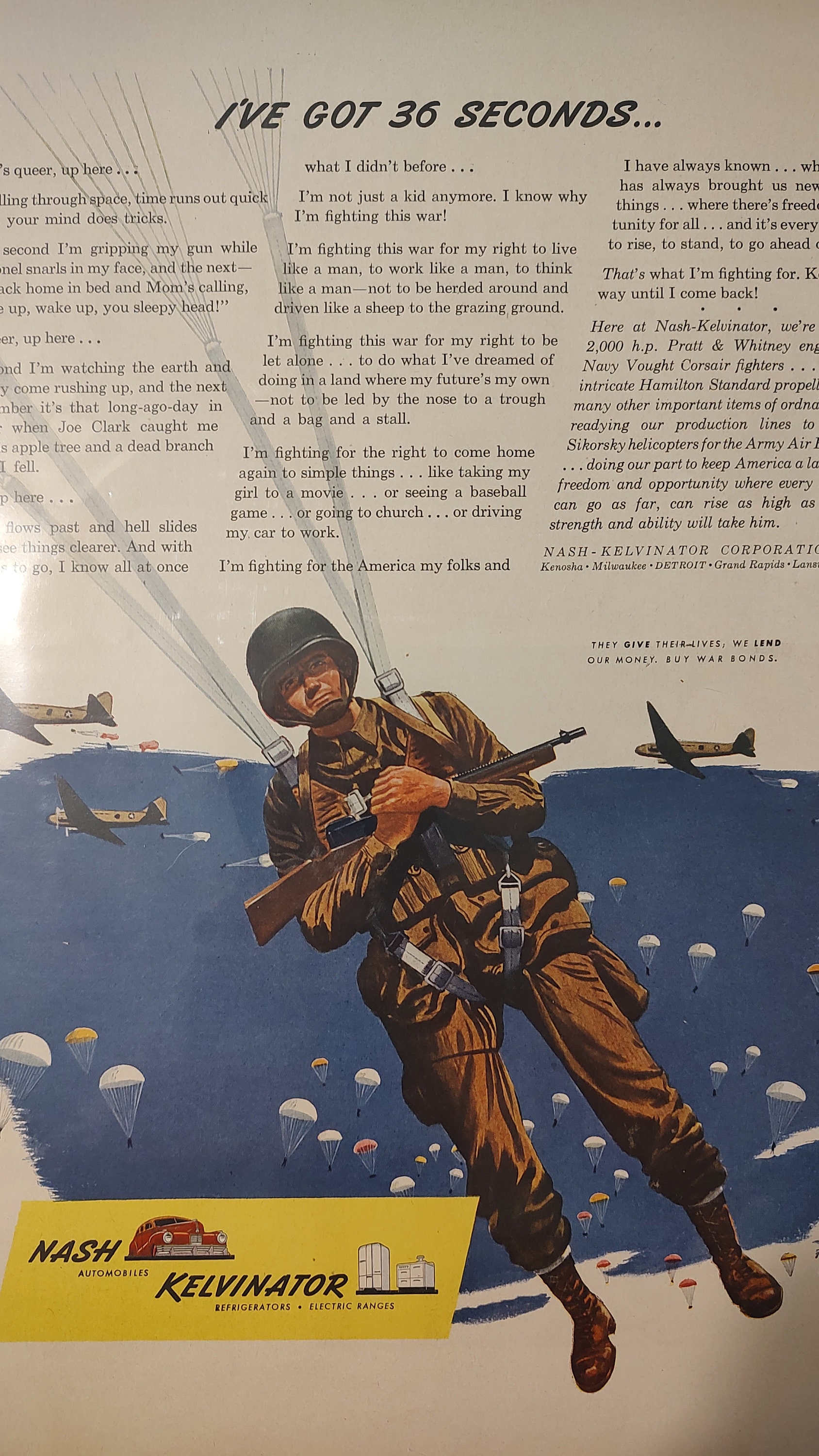 Vintage WWII Paratrooper Nash Kelvinator Pratt Whitney Corsair Aircraft ...