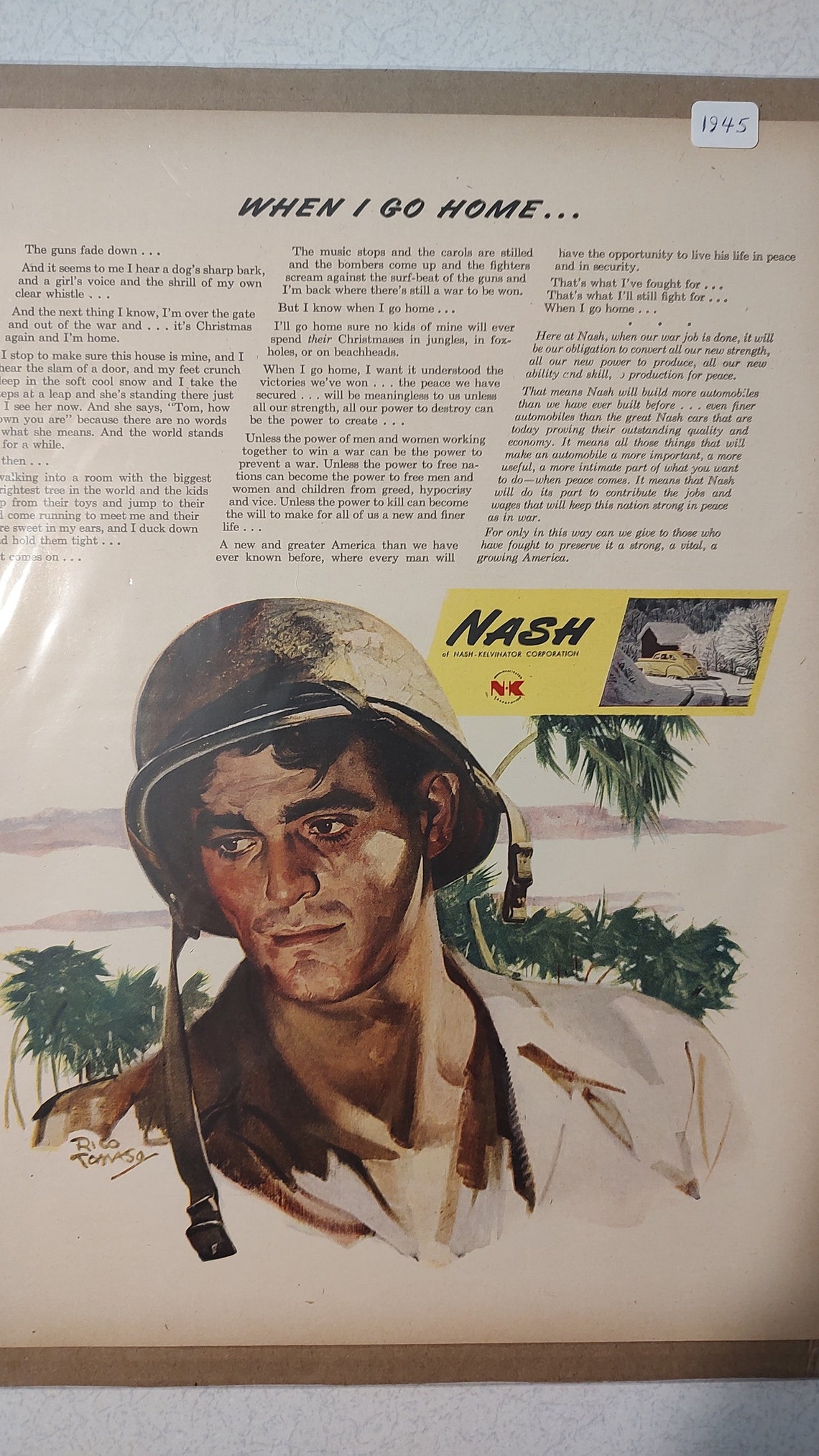 Vintage WWII Nash Kelvinator Nash Automobiles Advertisement Poster Life ...