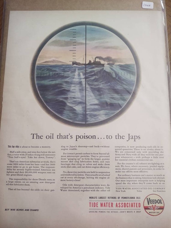 Vintage WWII Tidewater Oil Company Veedol Submarine Pacific - Etsy