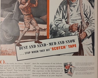 Vintage WWII Scotch Tape Military Advertisement Poster Life Magazine ...