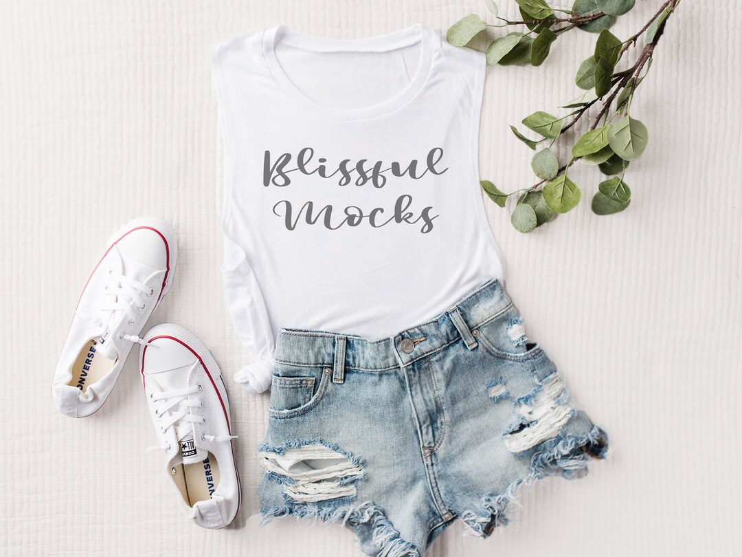 Bella Canvas WHITE Muscle Tank Mockup | Summer Mockup | 8803 White ...