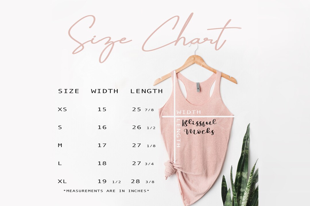 Next Level Chart | Next Level 6733 Size Chart | Racerback Tank Top Size ...