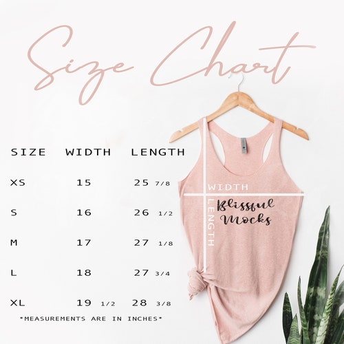 Next Level Chart Next Level 6733 Size Chart Racerback Tank - Etsy