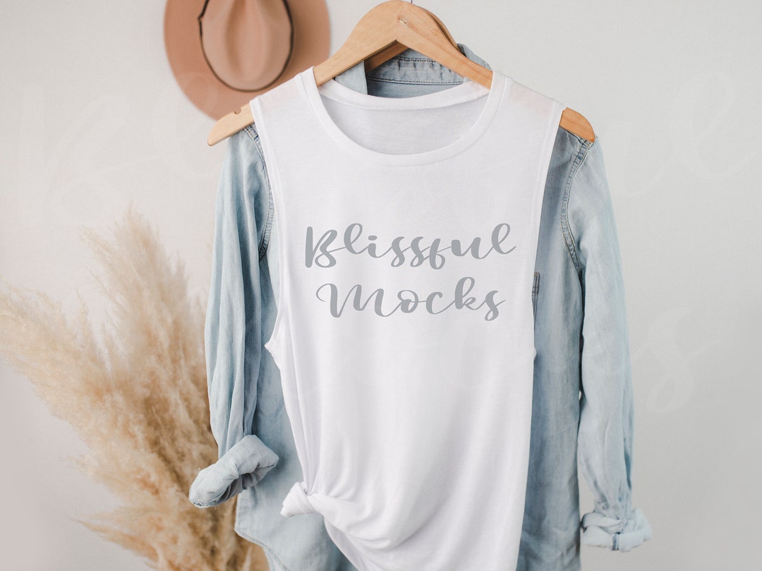 Boho Mockup, White Muscle Tank Mockup | Bella Canvas 8803 Mockup ...