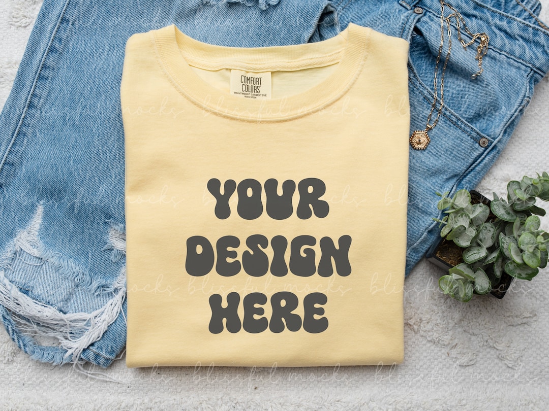 Comfort Colors 1717 Mockup Butter Comfort Colors Mocks Folded Shirt ...