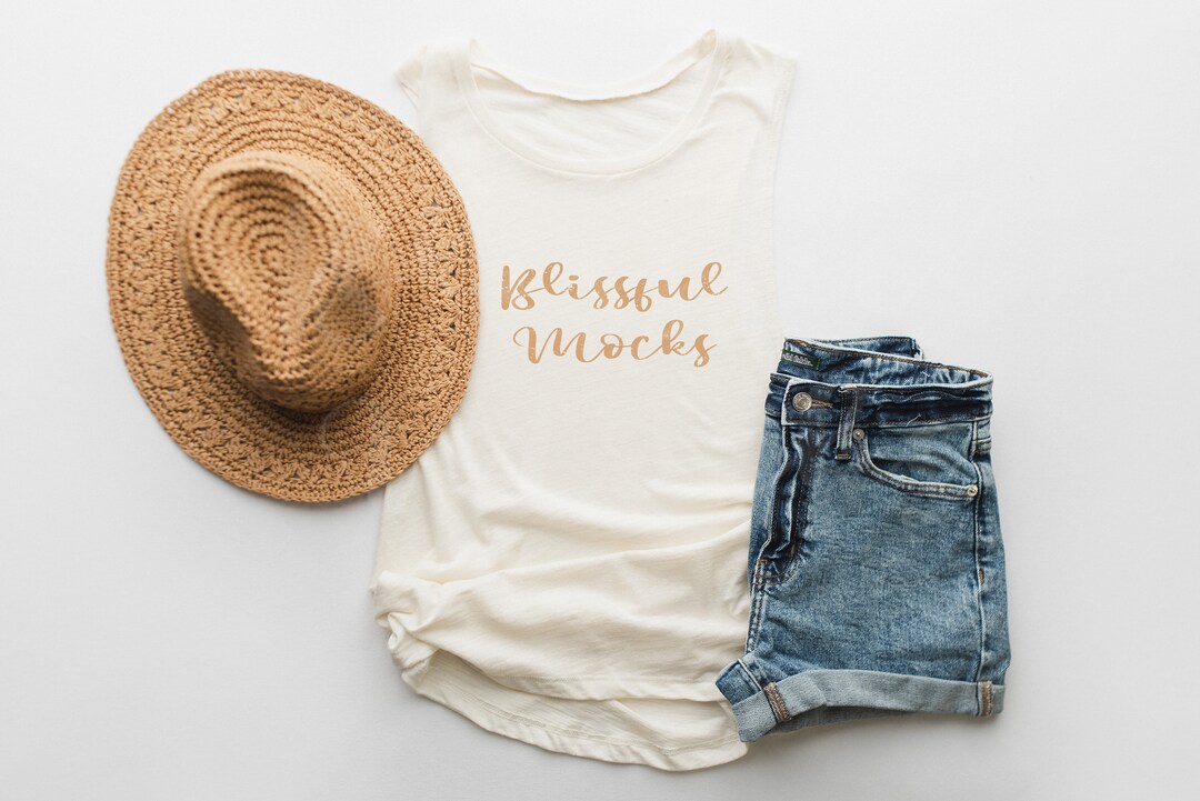 Summer Muscle Tank Mockup, Bella Canvas 8803 Mockup, Natural Slub ...