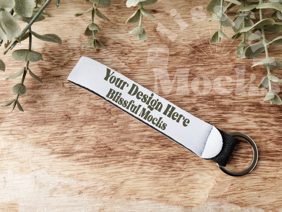 Sublimation Keychain Mockup for Neoprene Wristlet Key Fob JPG and PNG ...