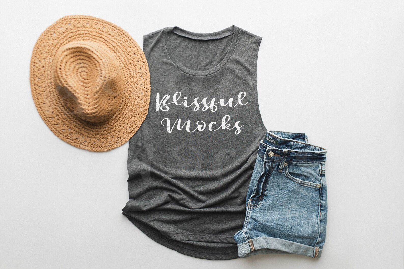 Muscle Tank Mockup, Bella Canvas 8803 Mockup, Dark Grey Heather TANK ...