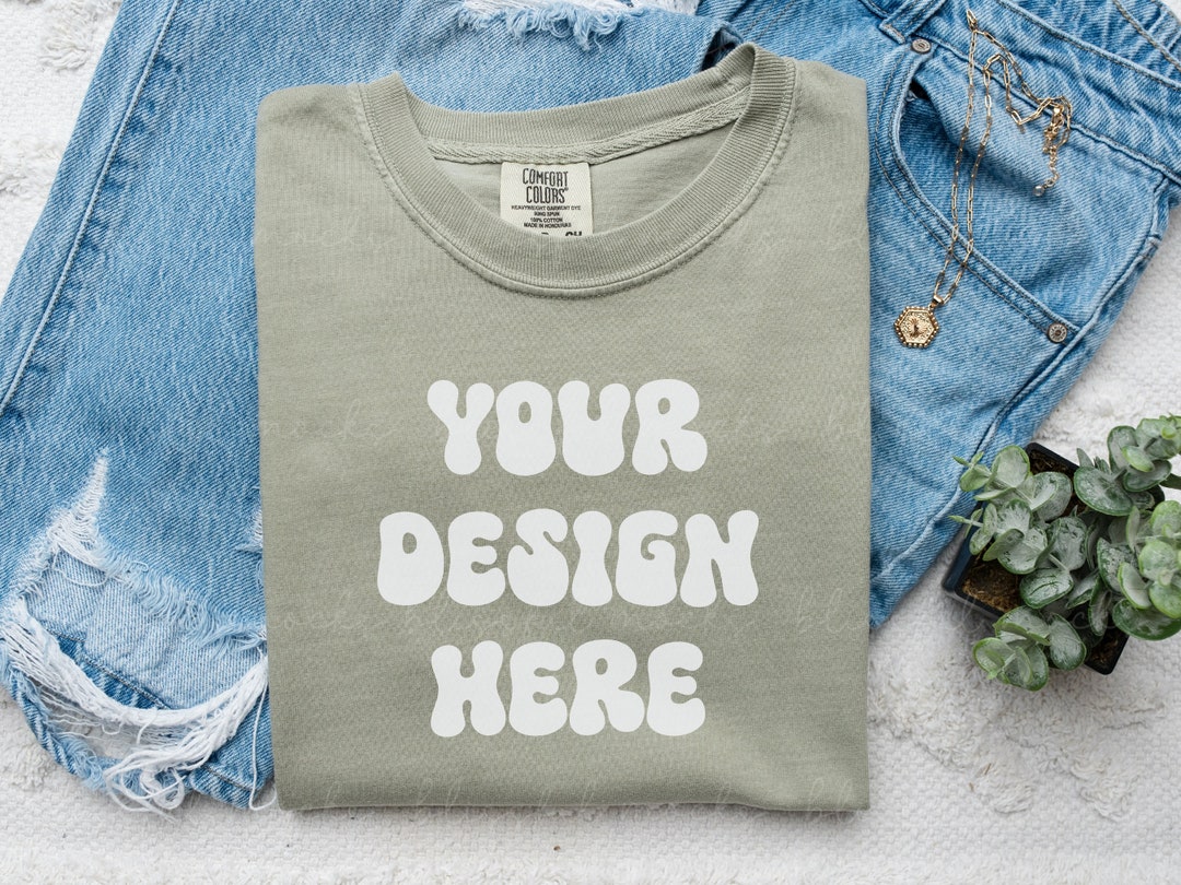 Comfort Colors 1717 Mockup Sandstone Comfort Colors Mocks Folded Shirt ...