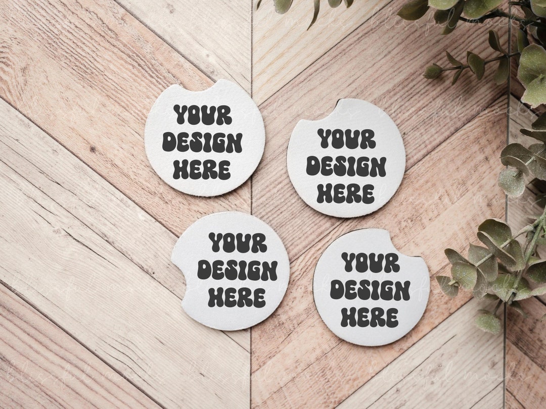 Car Coaster Mockup for 2.75 Inch Neoprene Sublimation Car Coaster Blank ...