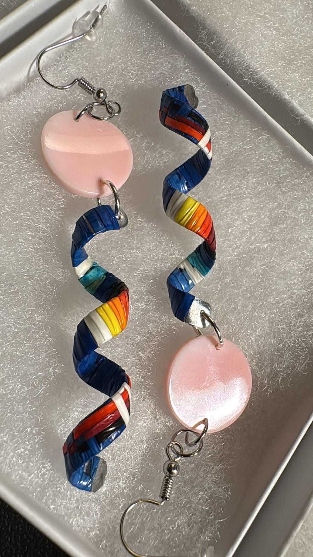 Quilled Whirlwind/vortex Style Earrings on Metal With Pink Conch Shells ...