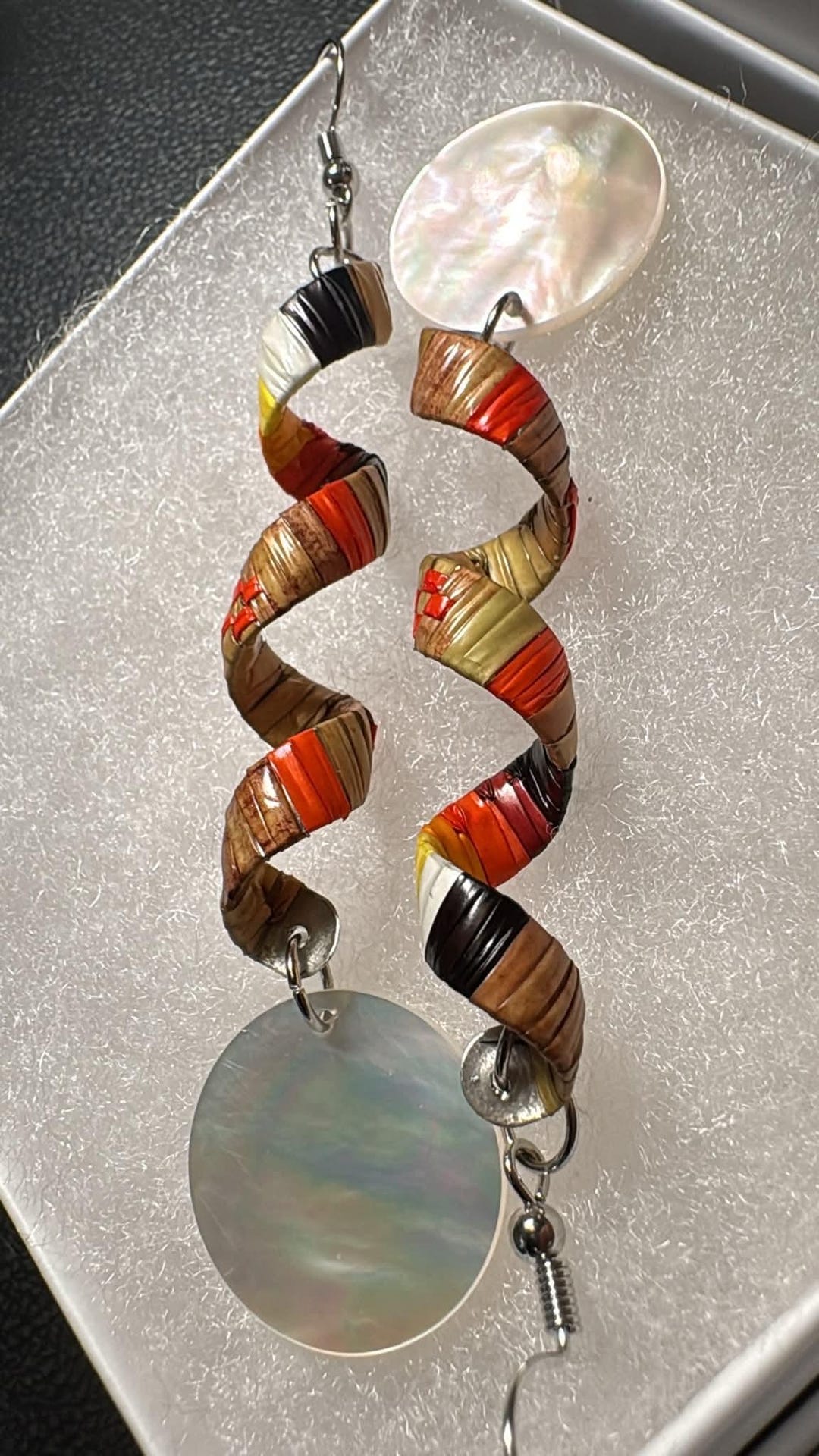 Quilled Whirlwind/vortex Style Earrings on Metal With Mother of Pearl ...