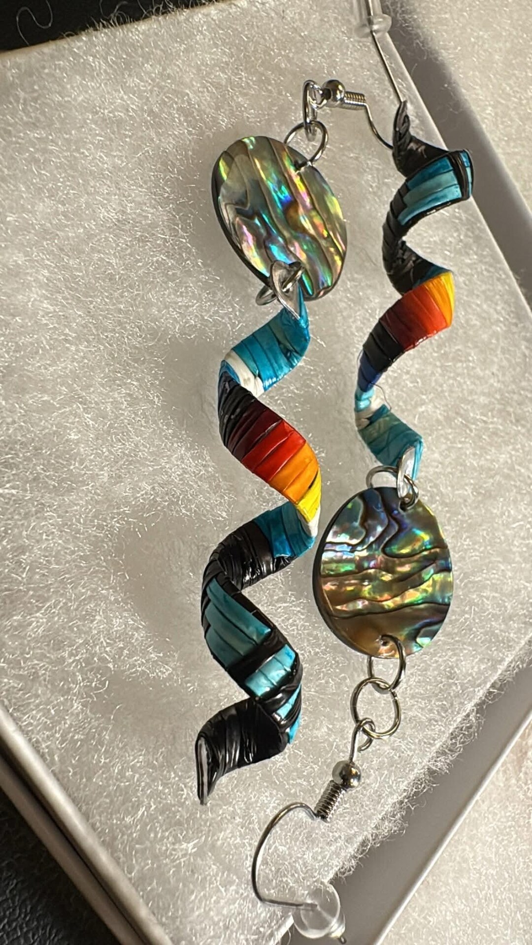 Quilled Whirlwind/vortex Style Earrings on Metal With Abalone Shell - Etsy