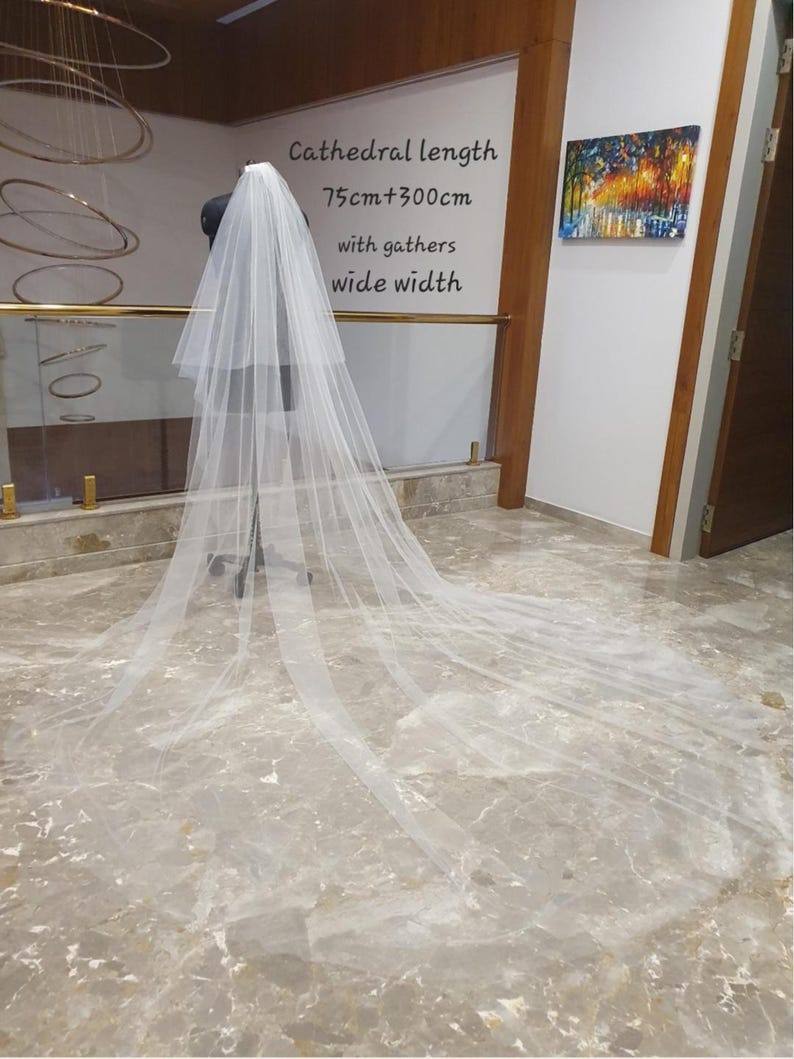 Wedding Veil With Blusher: Gathered Two Tier Bridal Veil - Etsy