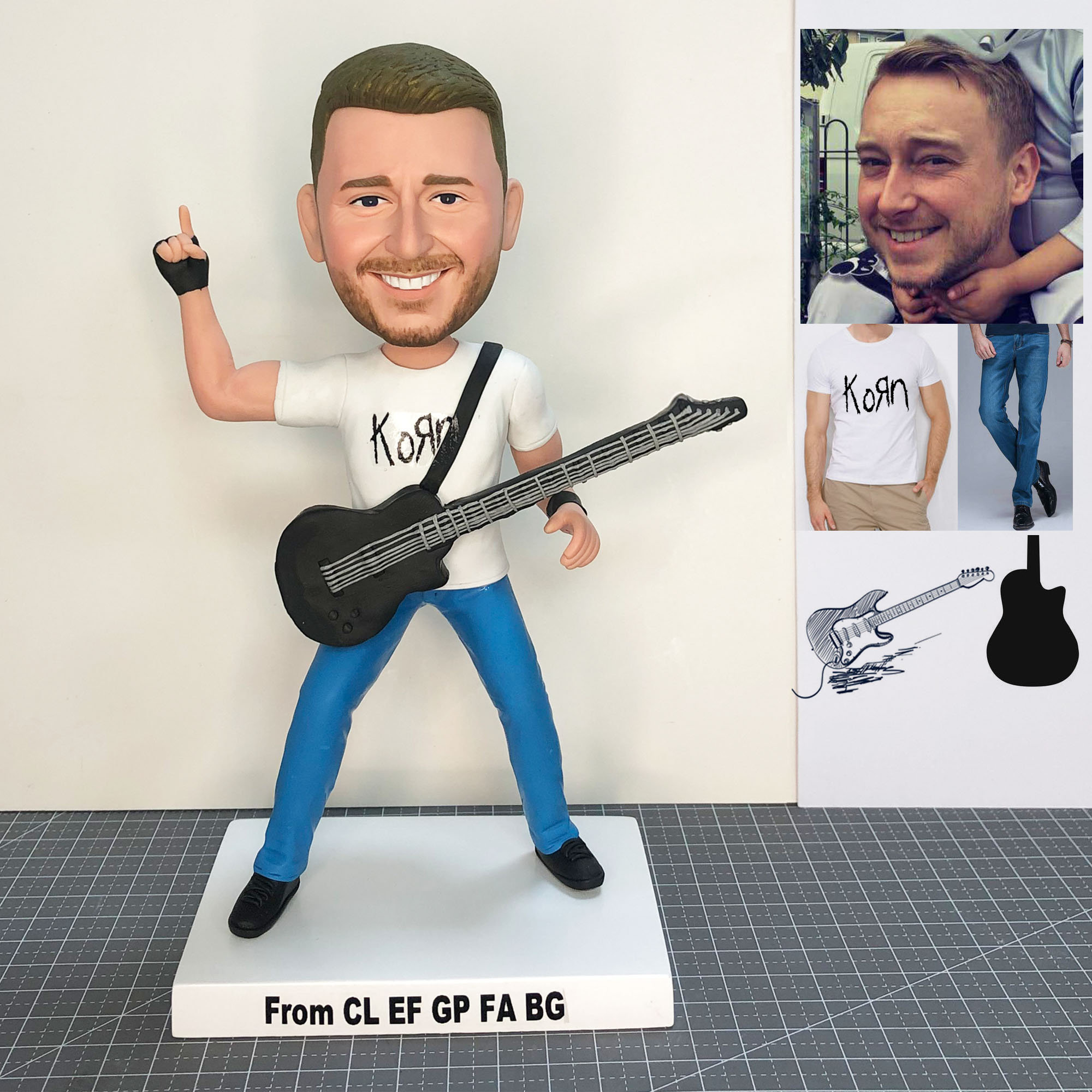Custom Guitar Player Bobblehead, Custom Guitar Bobblehead, Personalized ...