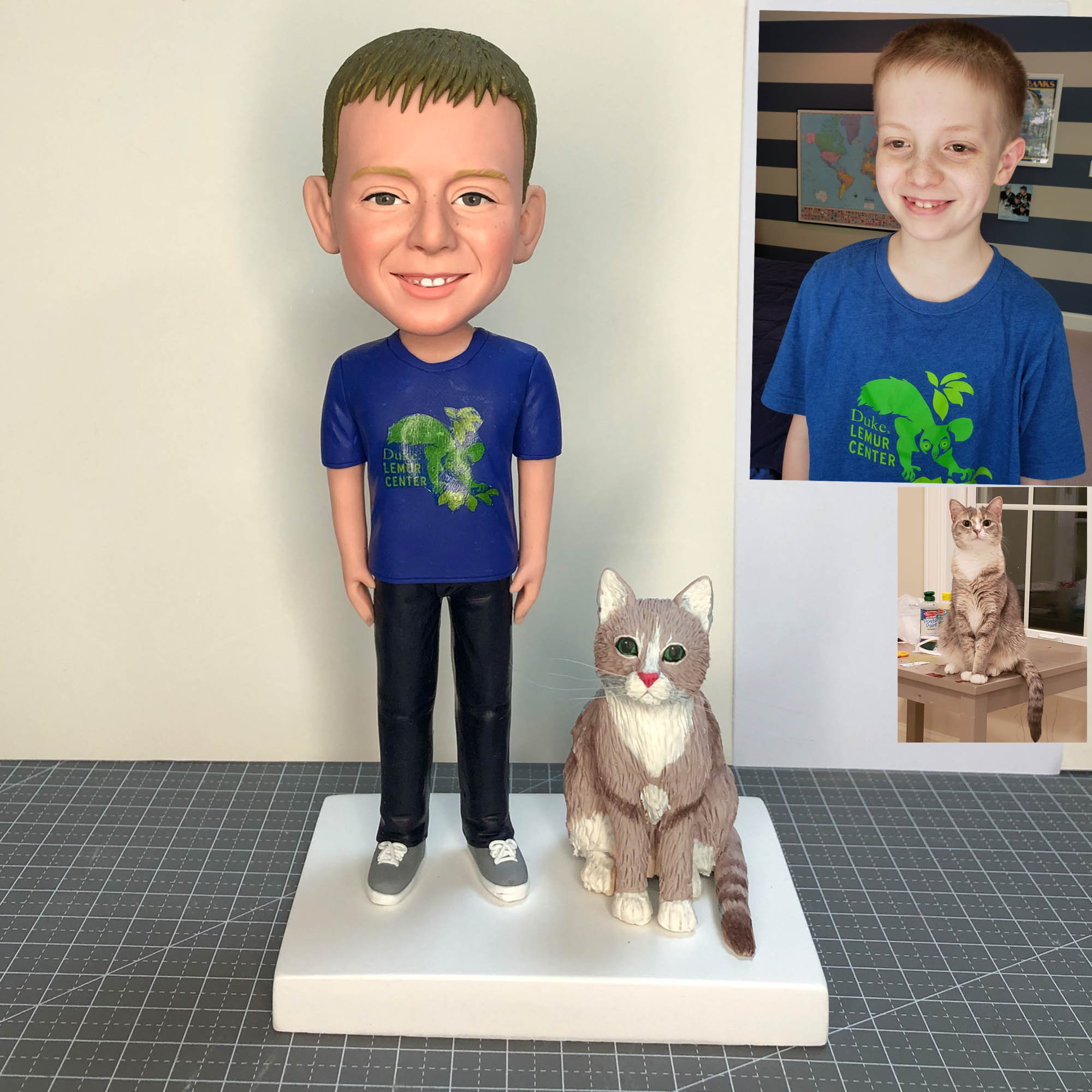 Custom Bobbleheads of Kids With Cat Custom Bobble Head Boy - Etsy