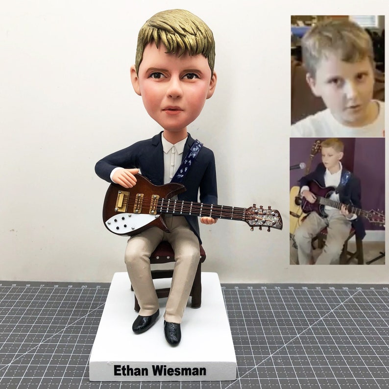 Custom Bobbleheads of Kids Custom Bobbleheads Playing Guitar - Etsy