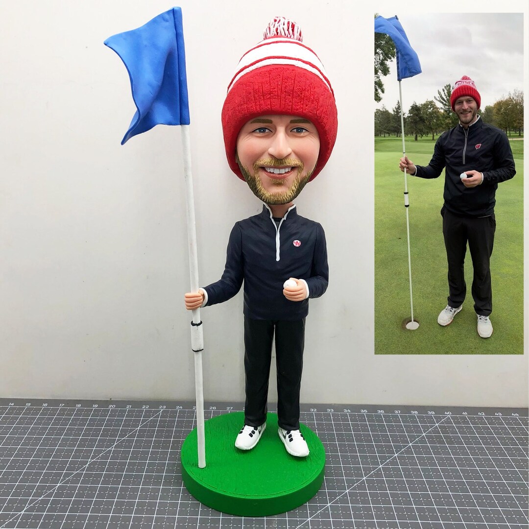Custom Golf Bobbleheads, Custom Bobbleheads Man Holding Flag, Custom ...