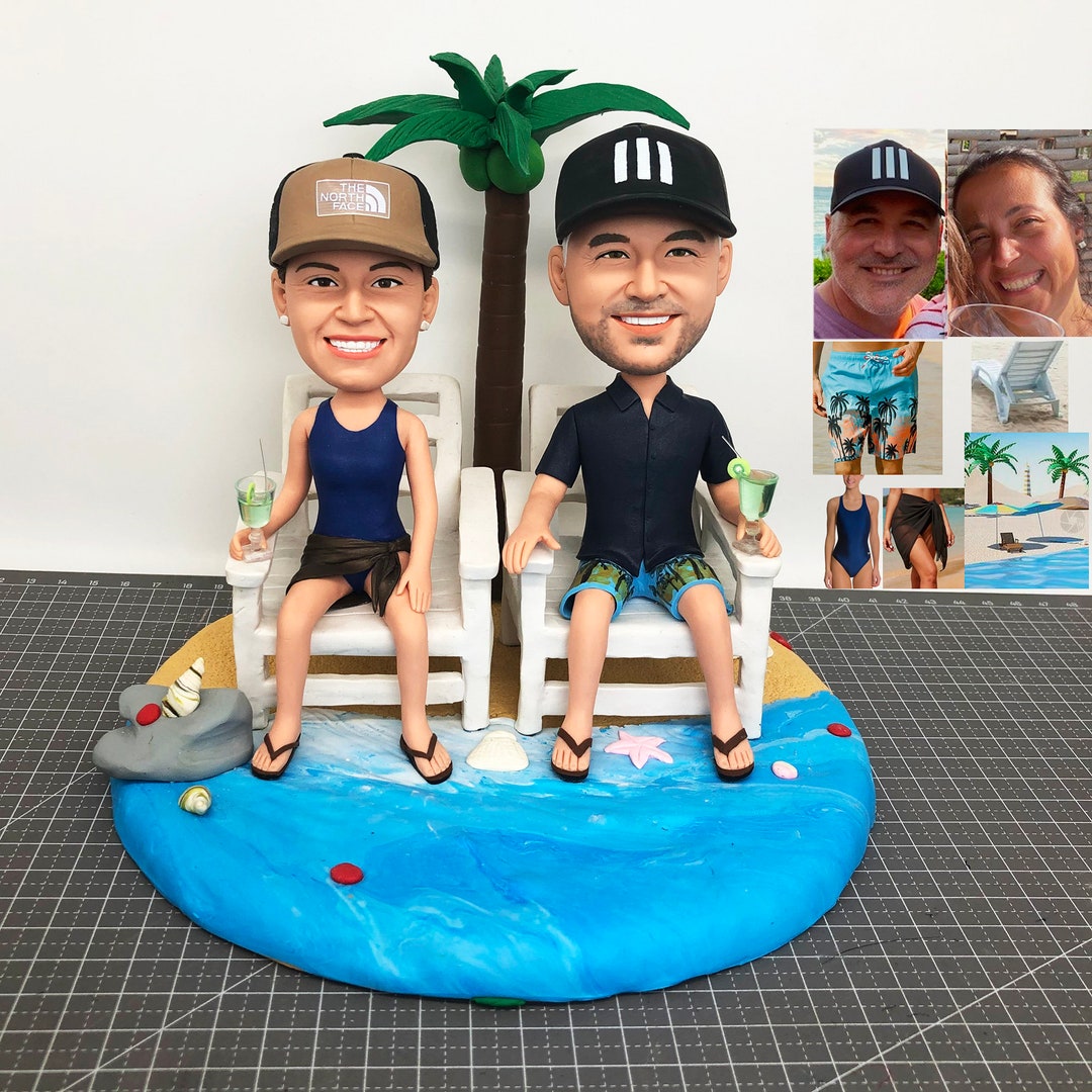 Custom 2 People Bobblehead Beach Seat, Custom Beach Tourism Bobbleheads ...
