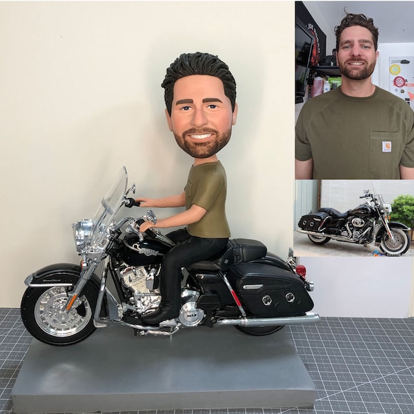Custom Bobblehead on a Motorcycle - Etsy Canada