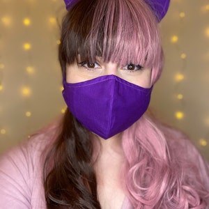 Purple Cat Ear Headband & Fitted Face Mask With Filter Pocket - Etsy UK