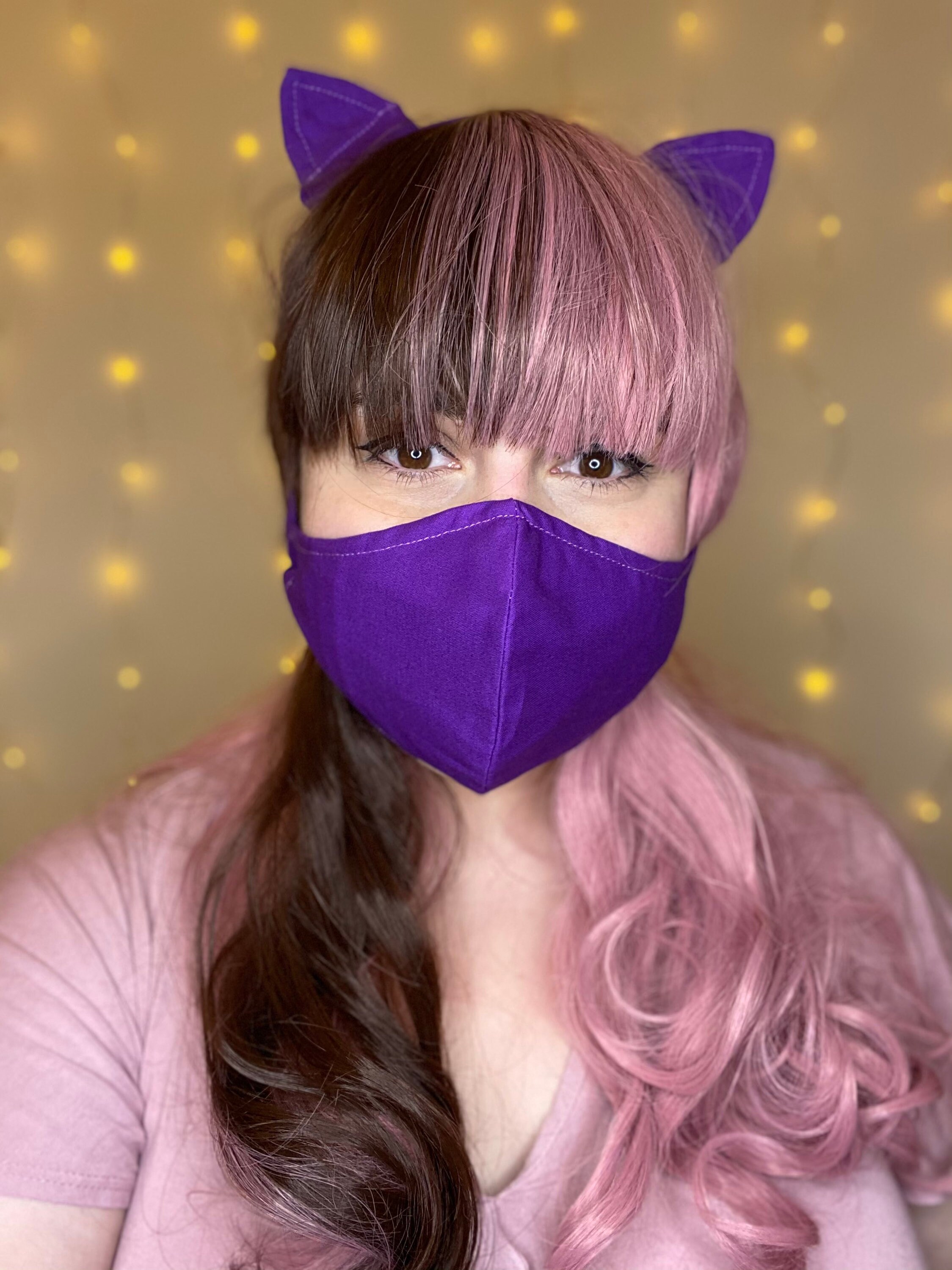 Purple Cat Ear Headband & Fitted Face Mask With Filter Pocket - Etsy