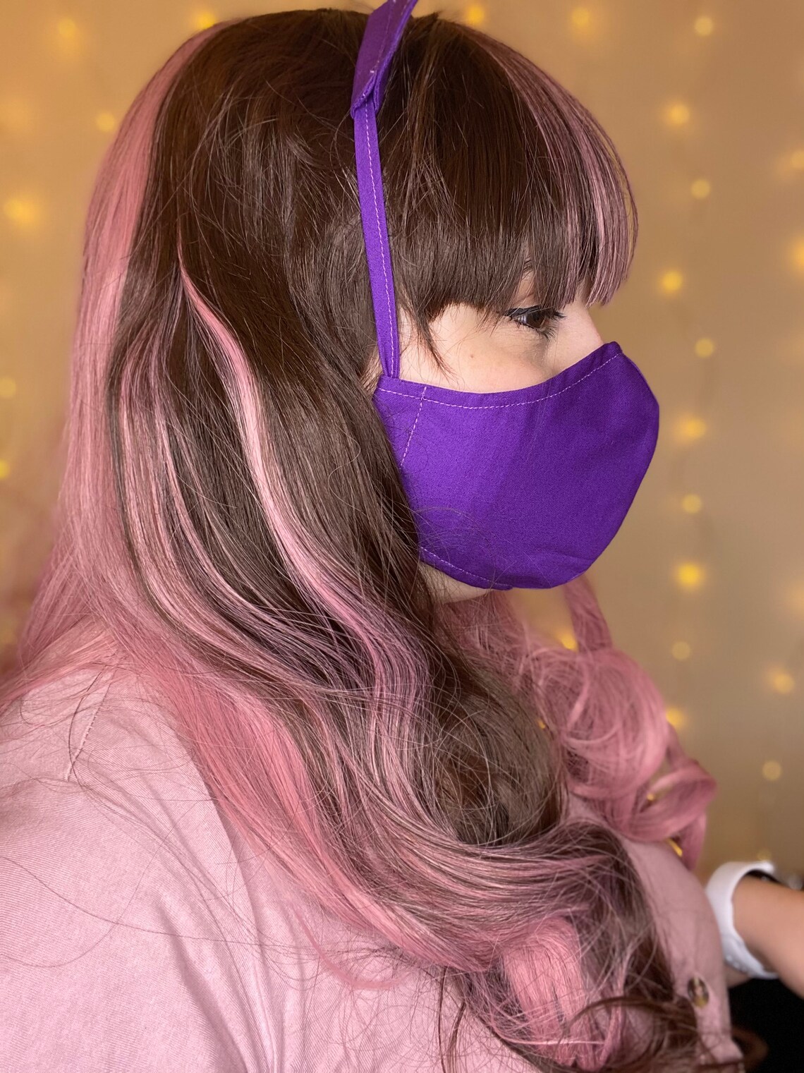 Purple cat ear headband & fitted face mask with filter pocket | Etsy